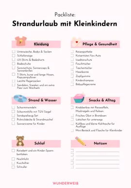Packliste Urlaub Mit Kind